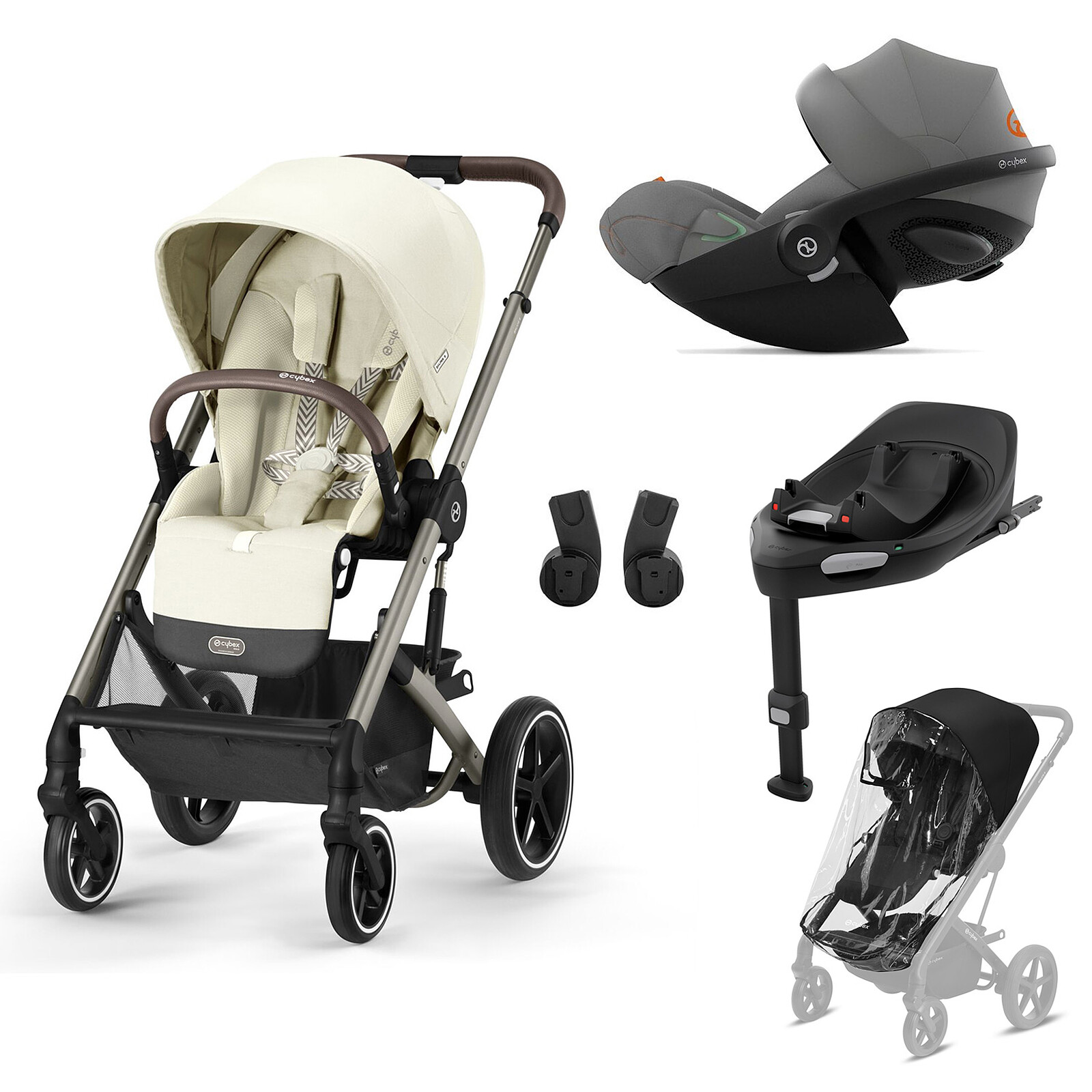 Cybex Poussette Duo Balios S Lux Cadre Taupe Seashell Beige et Siège ...